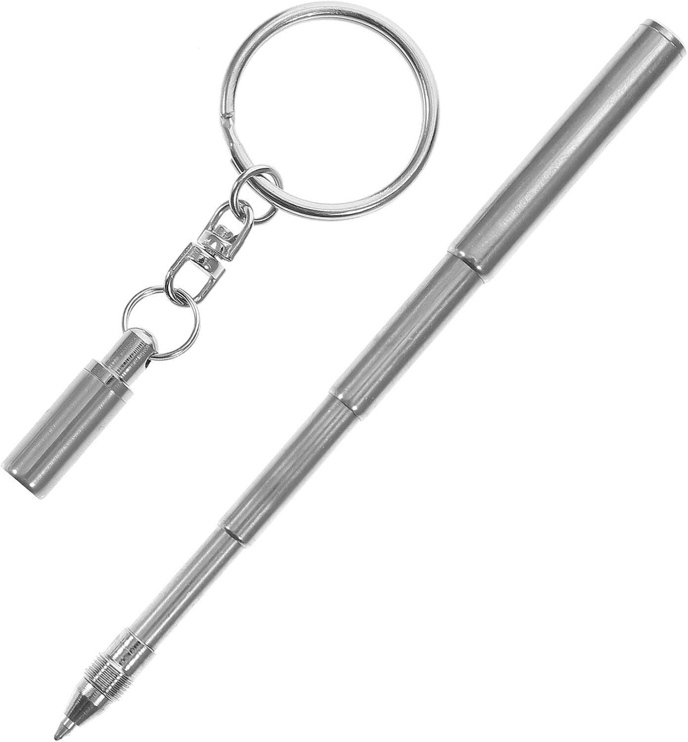 NUOBESTY Retractable Pen Shape Keychain Portable Stainless Steel ...