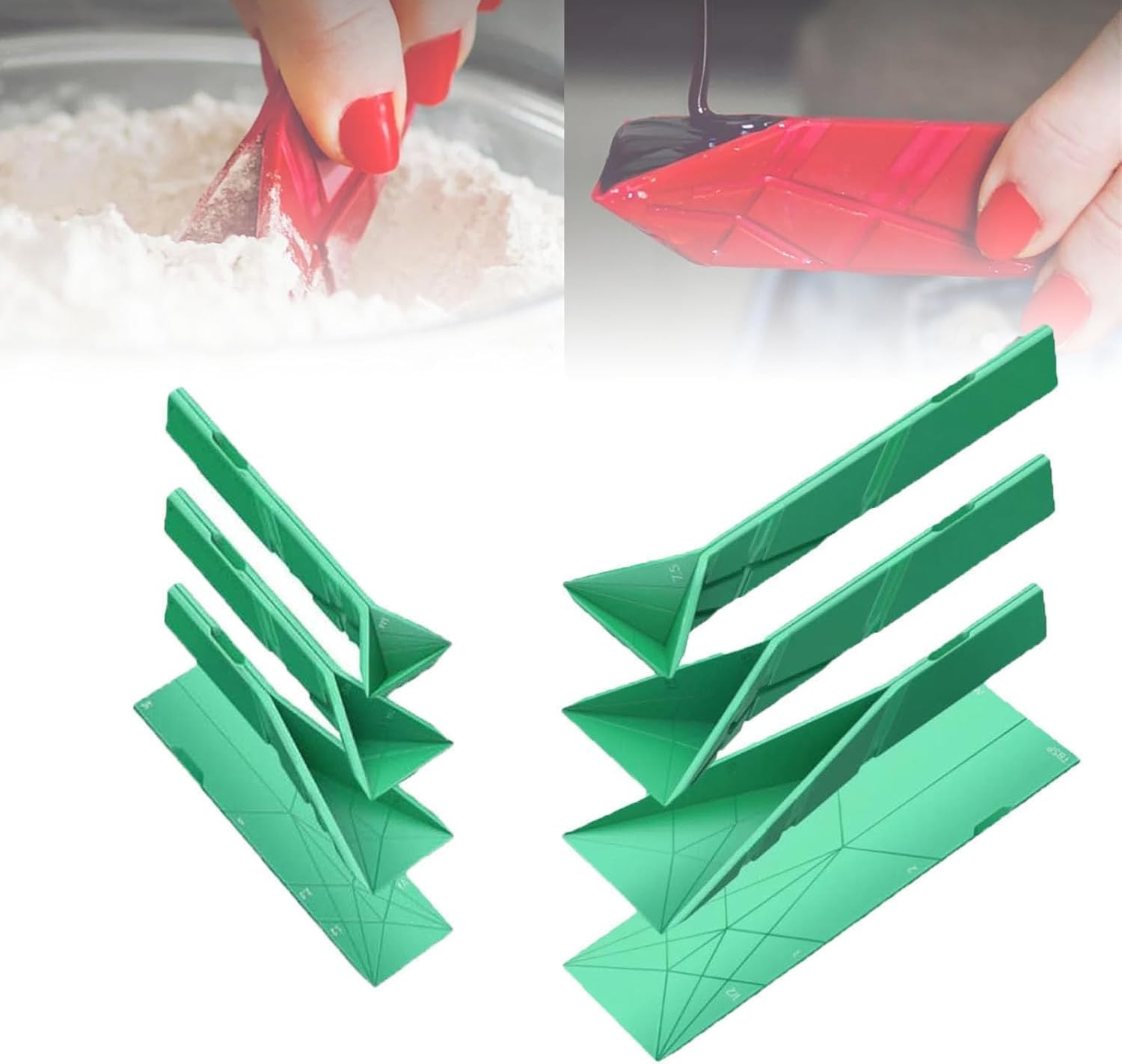 Polygons Flat 3-in-1 Measuring Spoons-2 Spoons with 6 Different Sizes ...