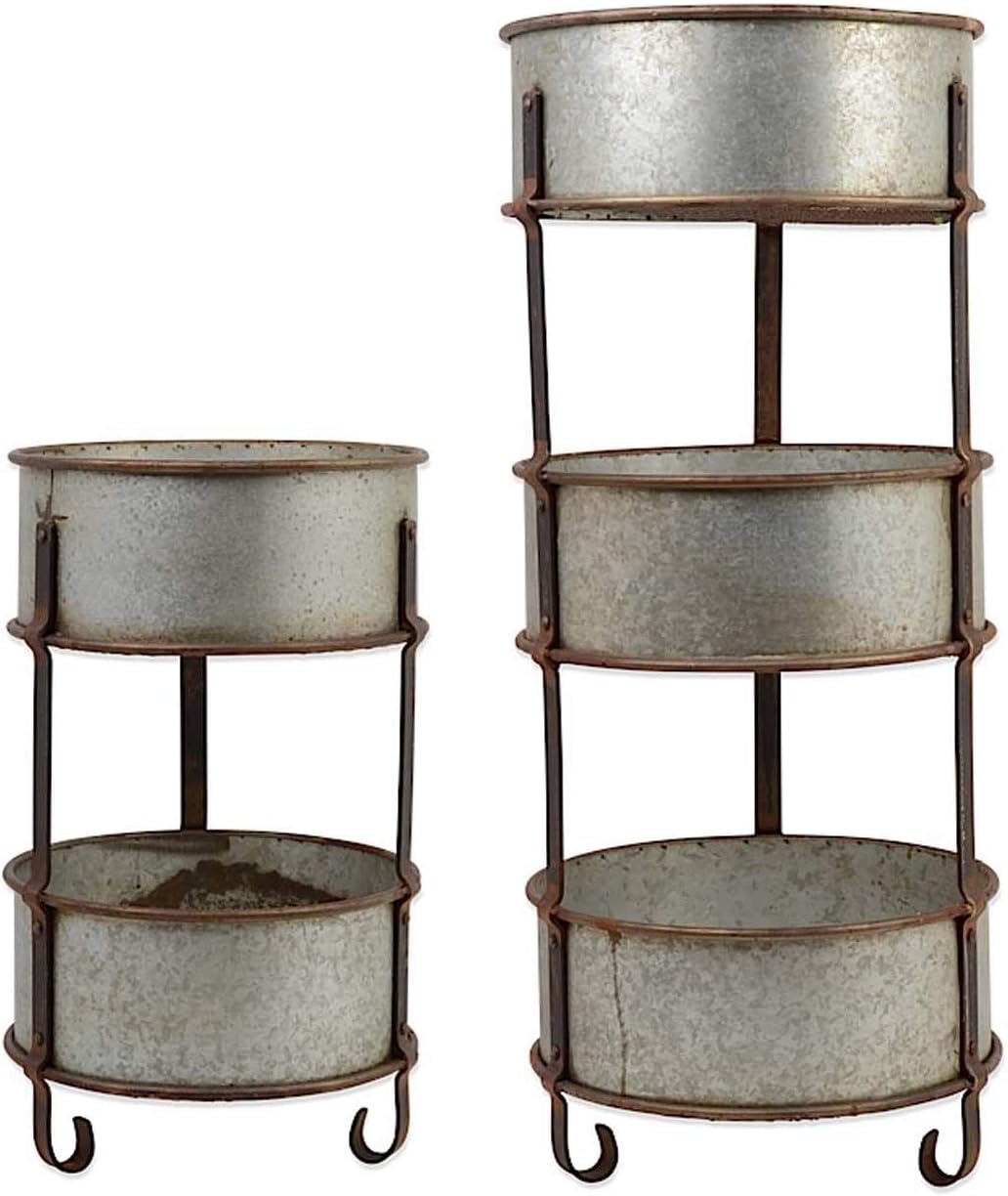 Amazon.com: K&K Interiors 13769A Set of 2 Metal 3 Tiered Round Stands ...