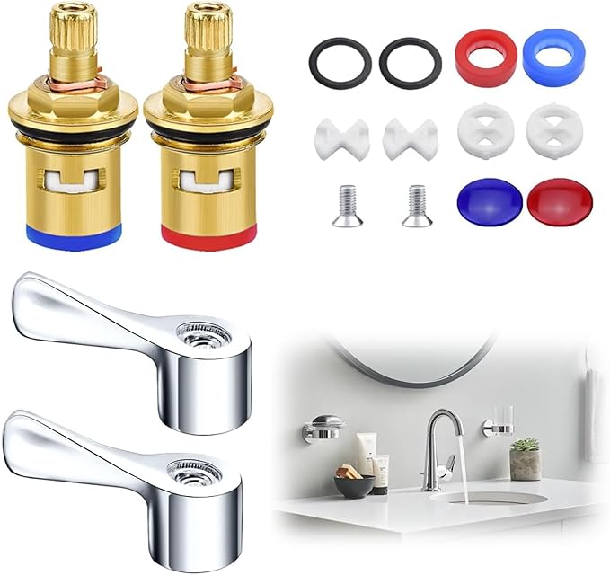 NIYATA Ceramic Tap Cartridge 1/4 Turn 20 Spline, 2 Universal Tap ...