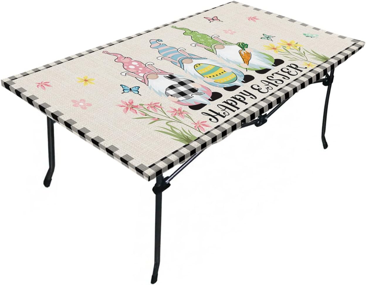 Amazon.com: Spring Easter Elf Fitted Tablecloth Elastic Edge Table ...