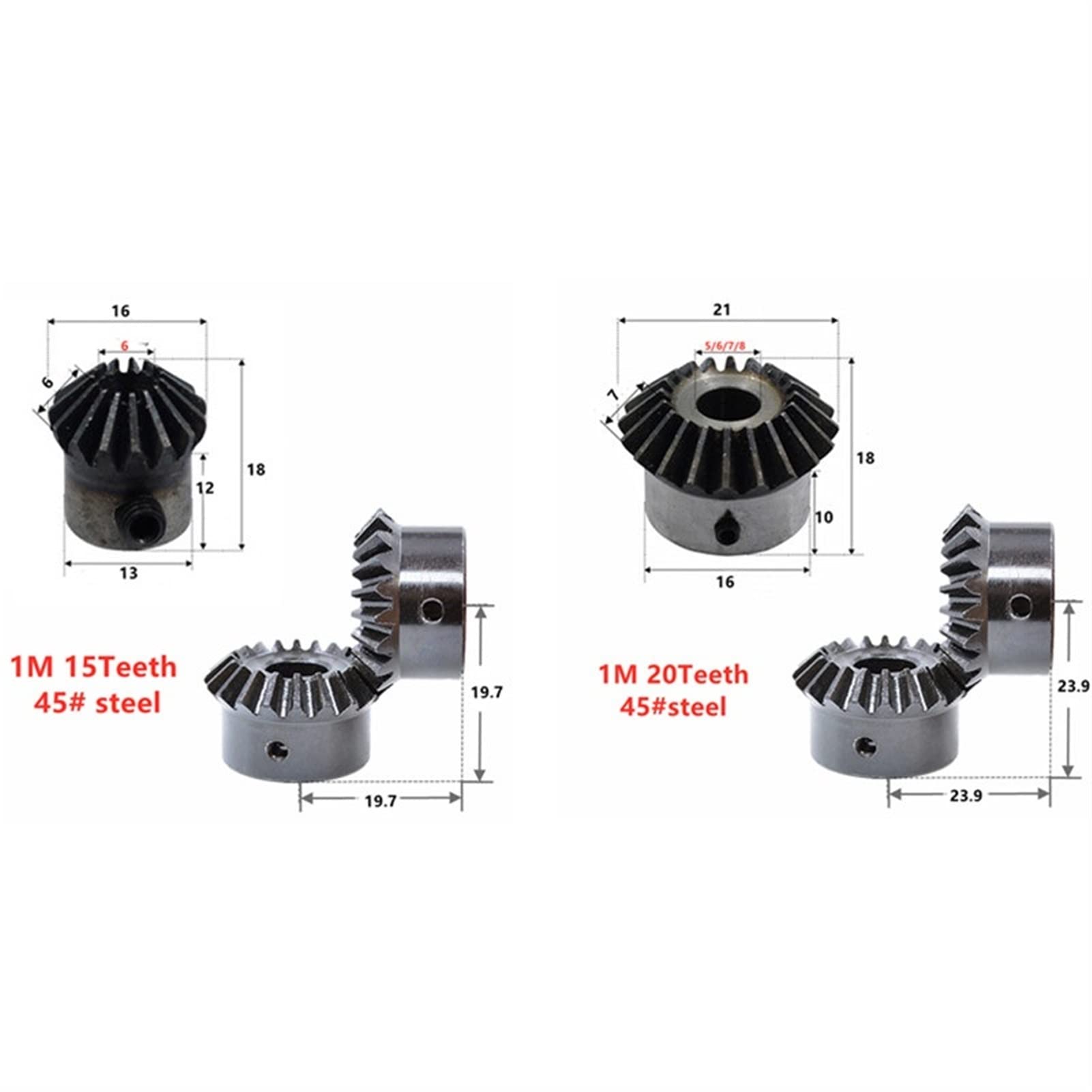 Miter Gear Step Mitre 2 Pieces Bevel Gear 1 Module 15 Teeth 1M 20T