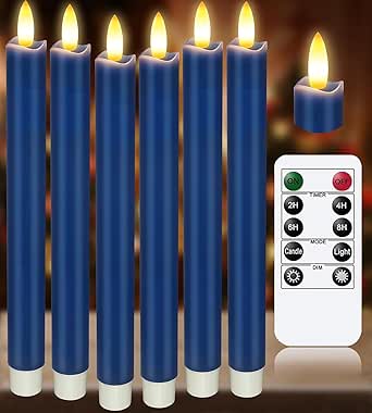 Amazon.com: KSWING Upgraded Real Wax LED Flameless Navy Blue Taper ...