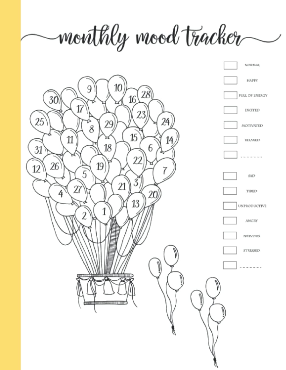 Buy Hot Air Balloon Mood Tracker: Monthly Mood Tracker Coloring Book To ...