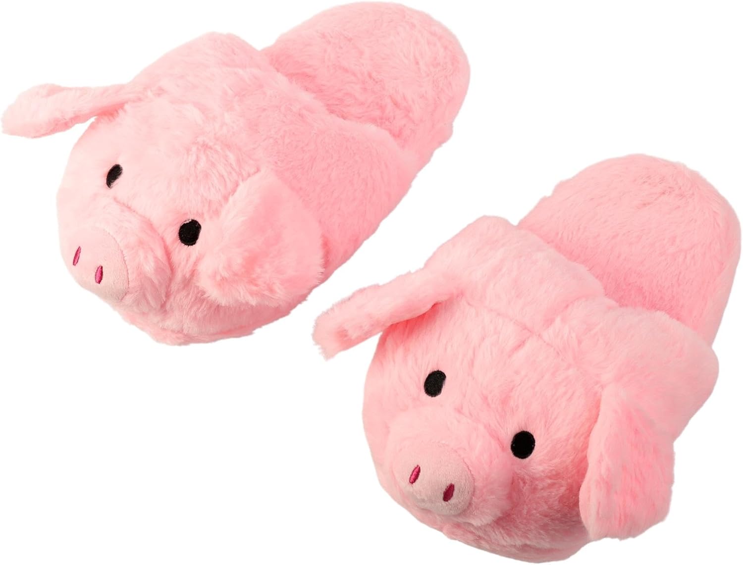 Amazon.com | Pink Piggy Plushie Slippers: Cute Animal Furry Stuffed ...