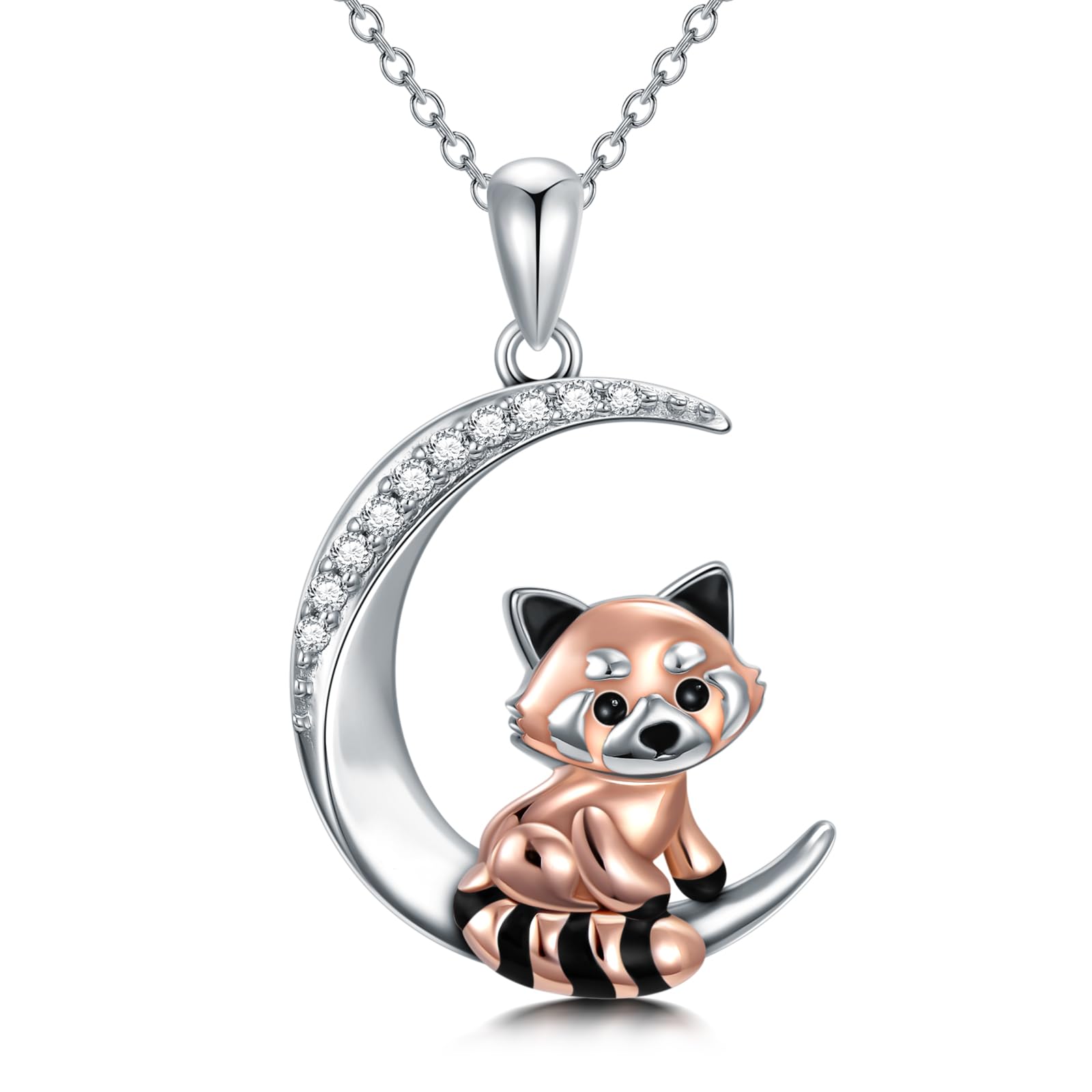 Amazon.com: PROESS Red Panda Necklace Sterling Silver Rose Gold Red ...