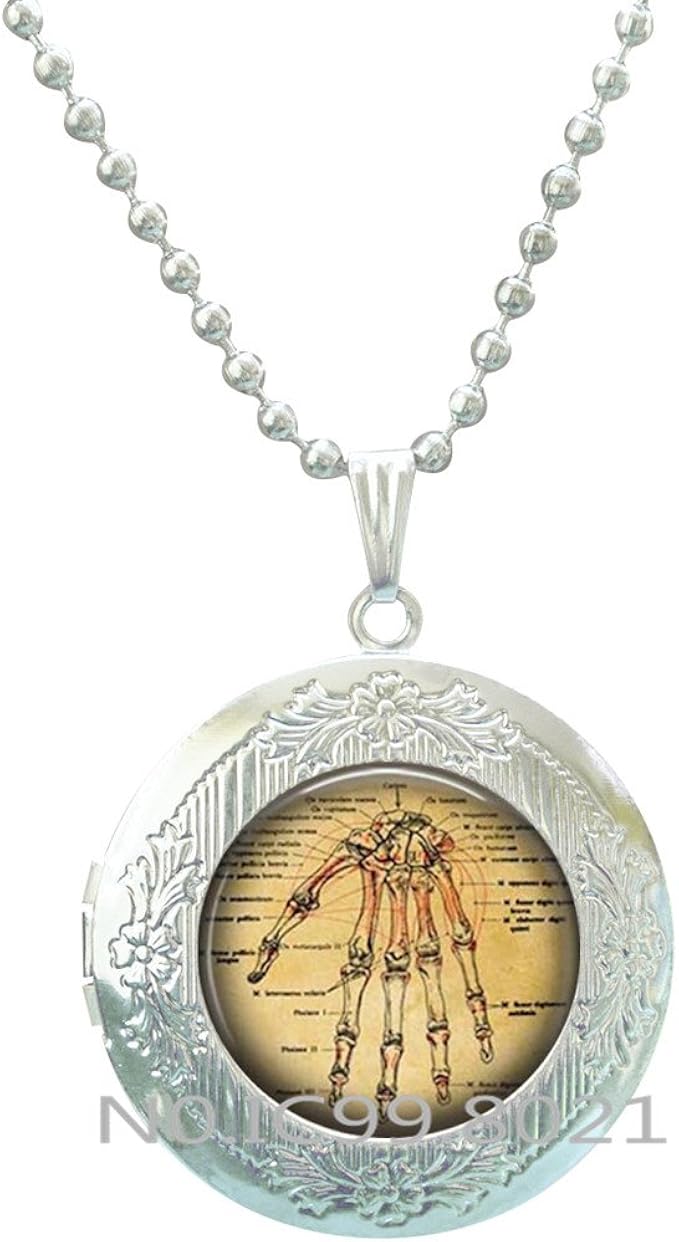 maoqunza Hand Locket Necklace, Human hand Anatomy Locket Necklace, Hand ...