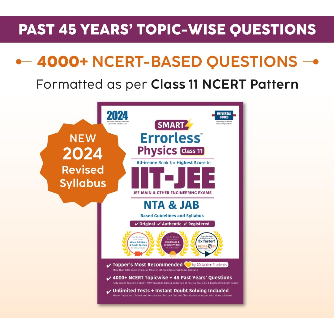 Buy Smart Errorless Physics JEE(Main) Class 11 (2024) - NCERT Based ...