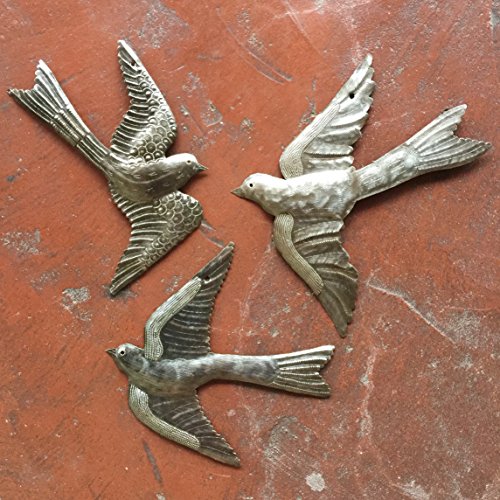 Large Metal Birds, Decorative, Ornamental, Set of 3, Wall Hanging ...