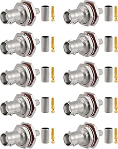 Amazon.com: POBADY 10 PCS BNC Connectors 50 Ohm BNC Female Crimp Connector for RG58 RG142 RG400 ...