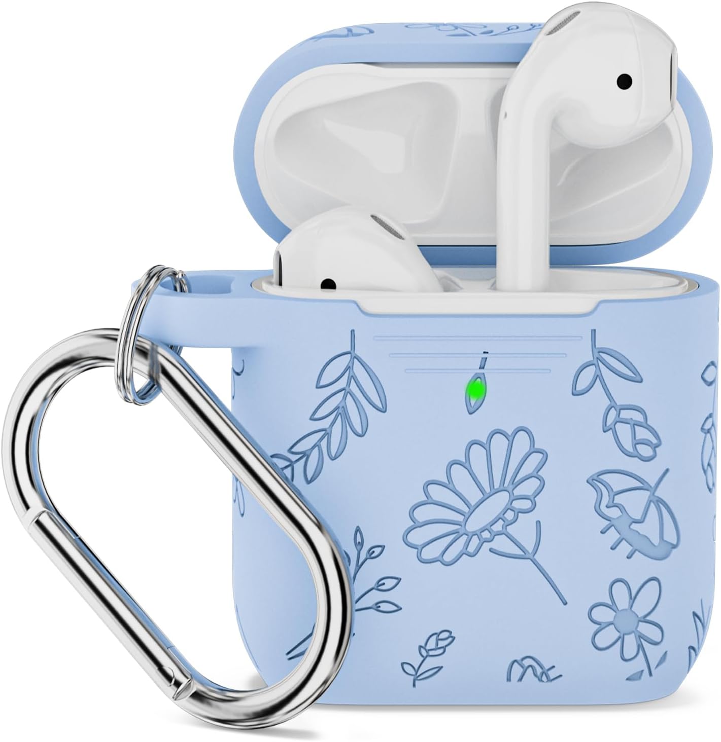 CAGOS Airpods Case, Silicone Flower Engraved Protective Case Cover ...