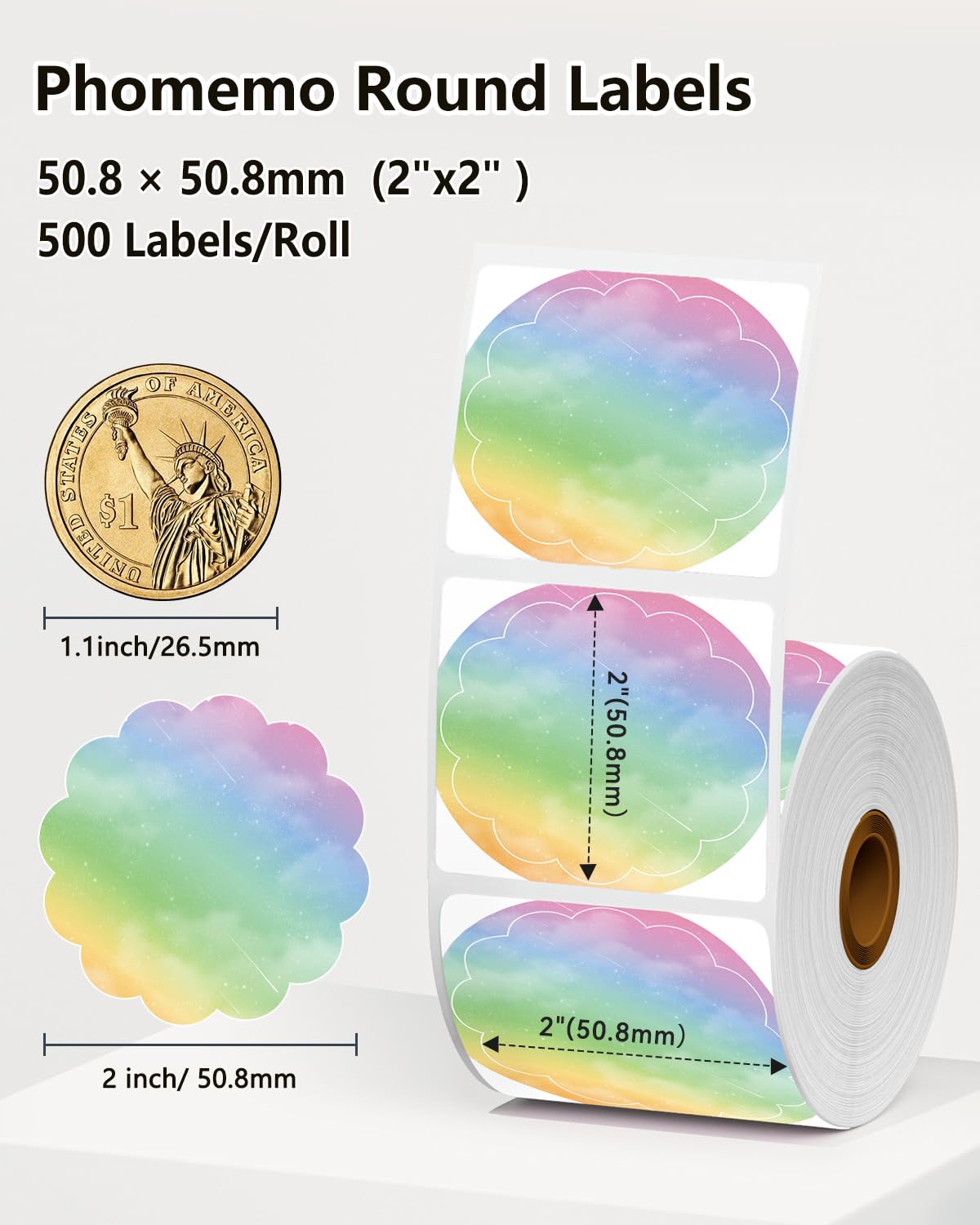 Snapklik.com : 2 Wavy Circle Thermal Labels, Self-Adhesive Direct ...
