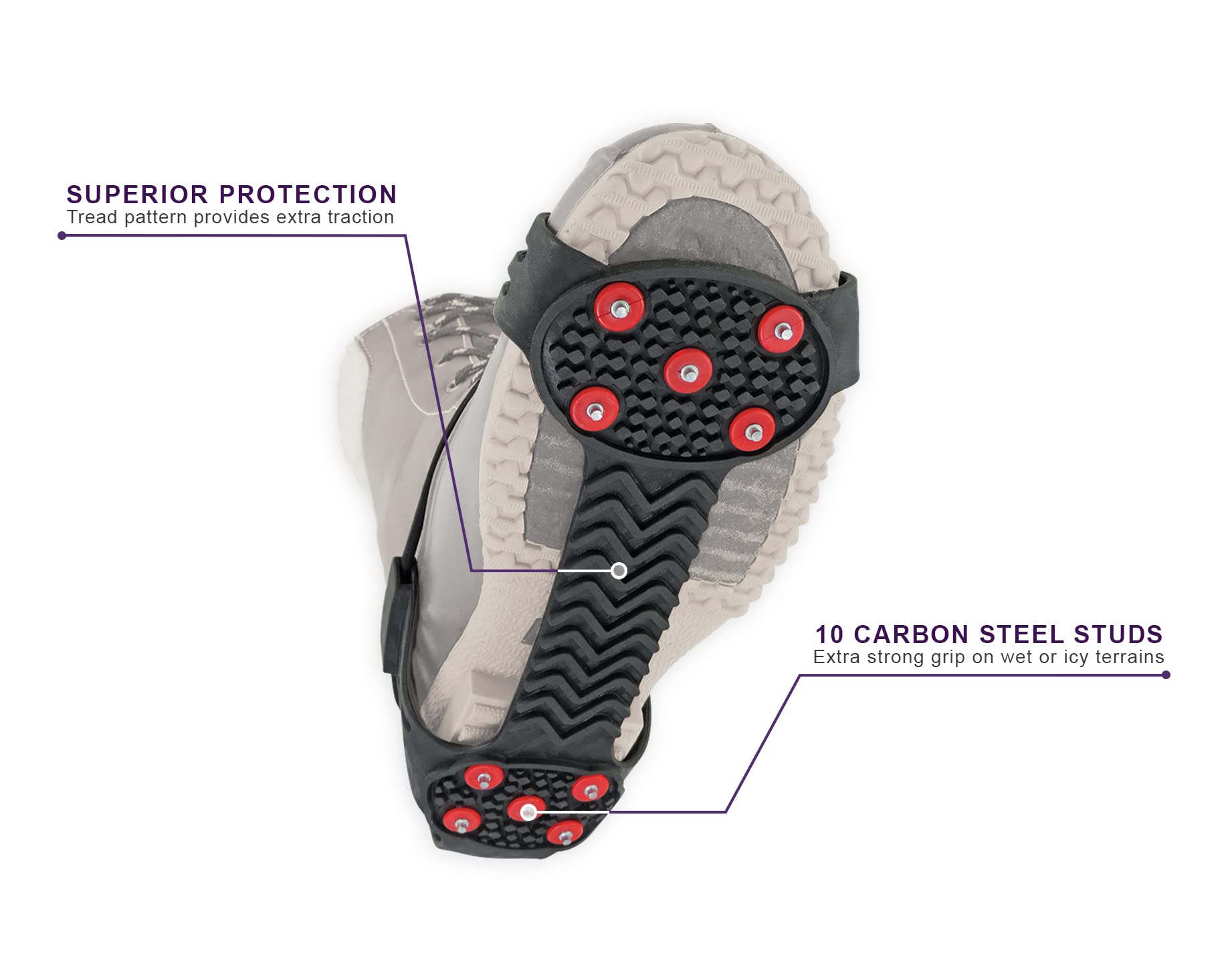 Nonslip Traction Cleats With Carbon Steel Studs For Snow Ice Global ...