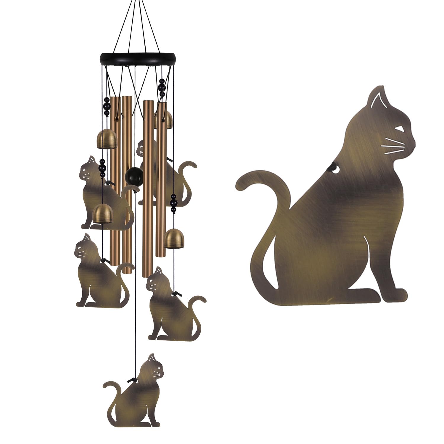 Amazon.com : Garden Cat Wind Chimes Outdoor Indoor Decor - with 4 Tubes ...