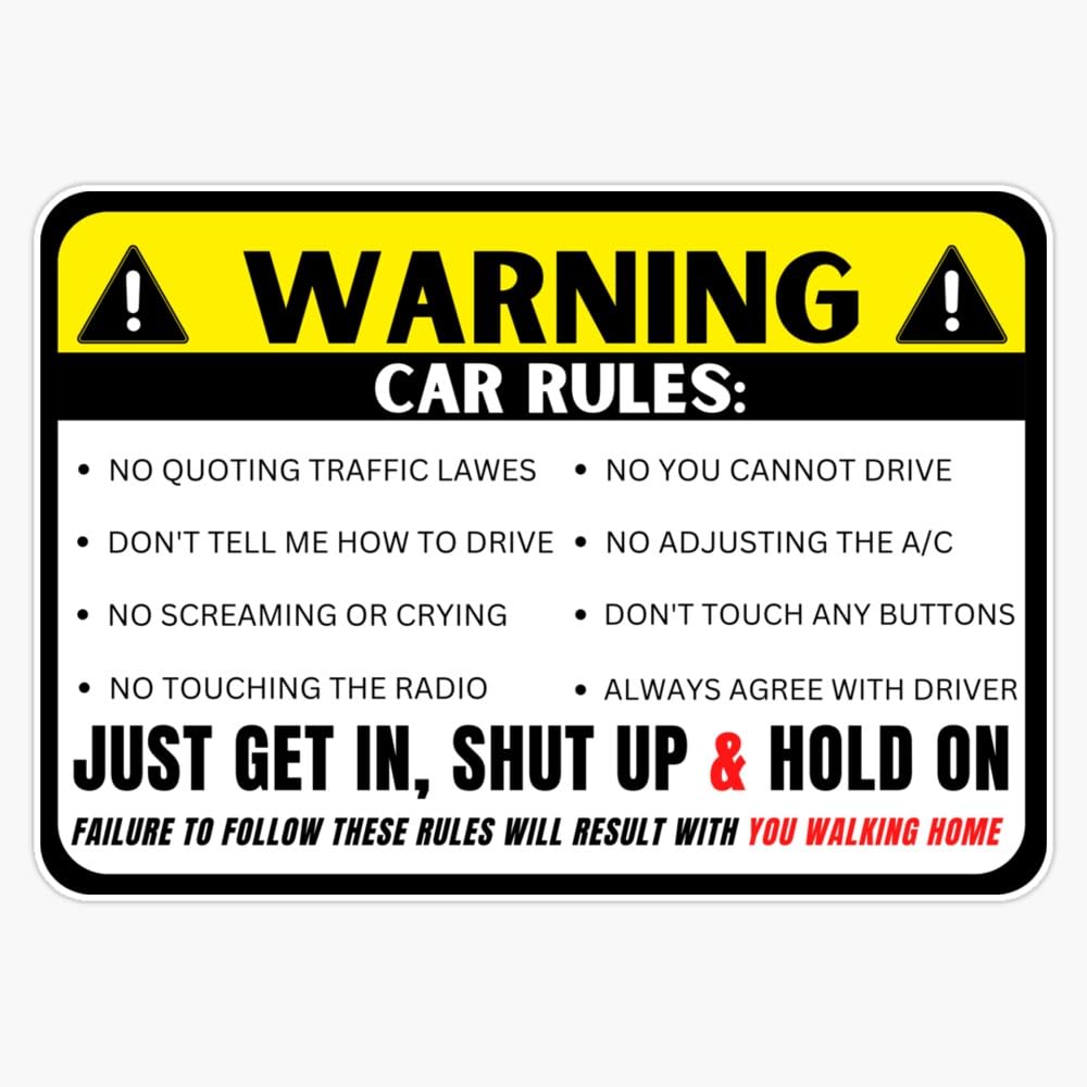 Amazon.com: Funny Car Warning Rules Vinyl Sticker Waterproof Bumper ...
