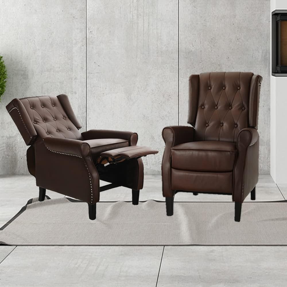 Amazon.com: EASELAND Leather Accent Chair Set of 2, Wingback Manual ...