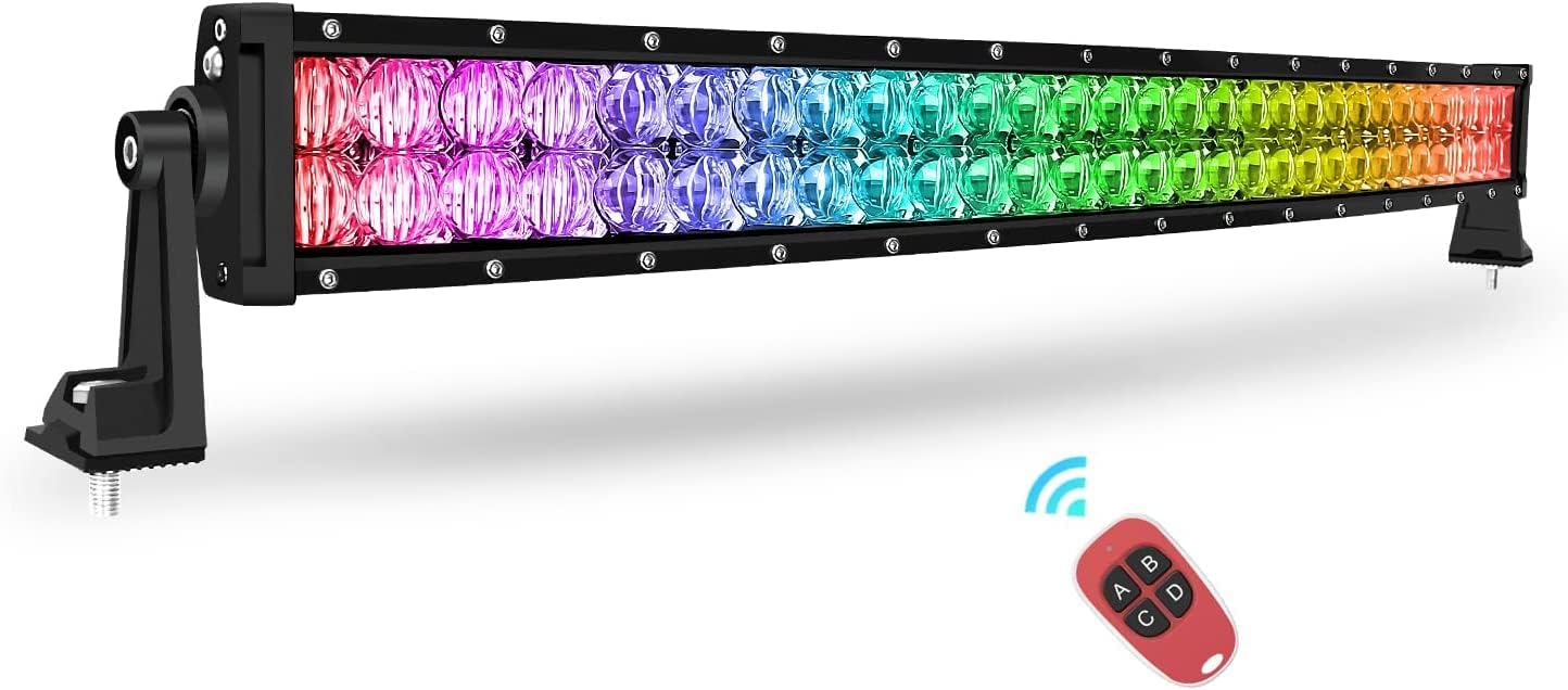 32 Inch Curved Led Light Bar Mutilcolor Light Bar Combo Beam with RGB ...