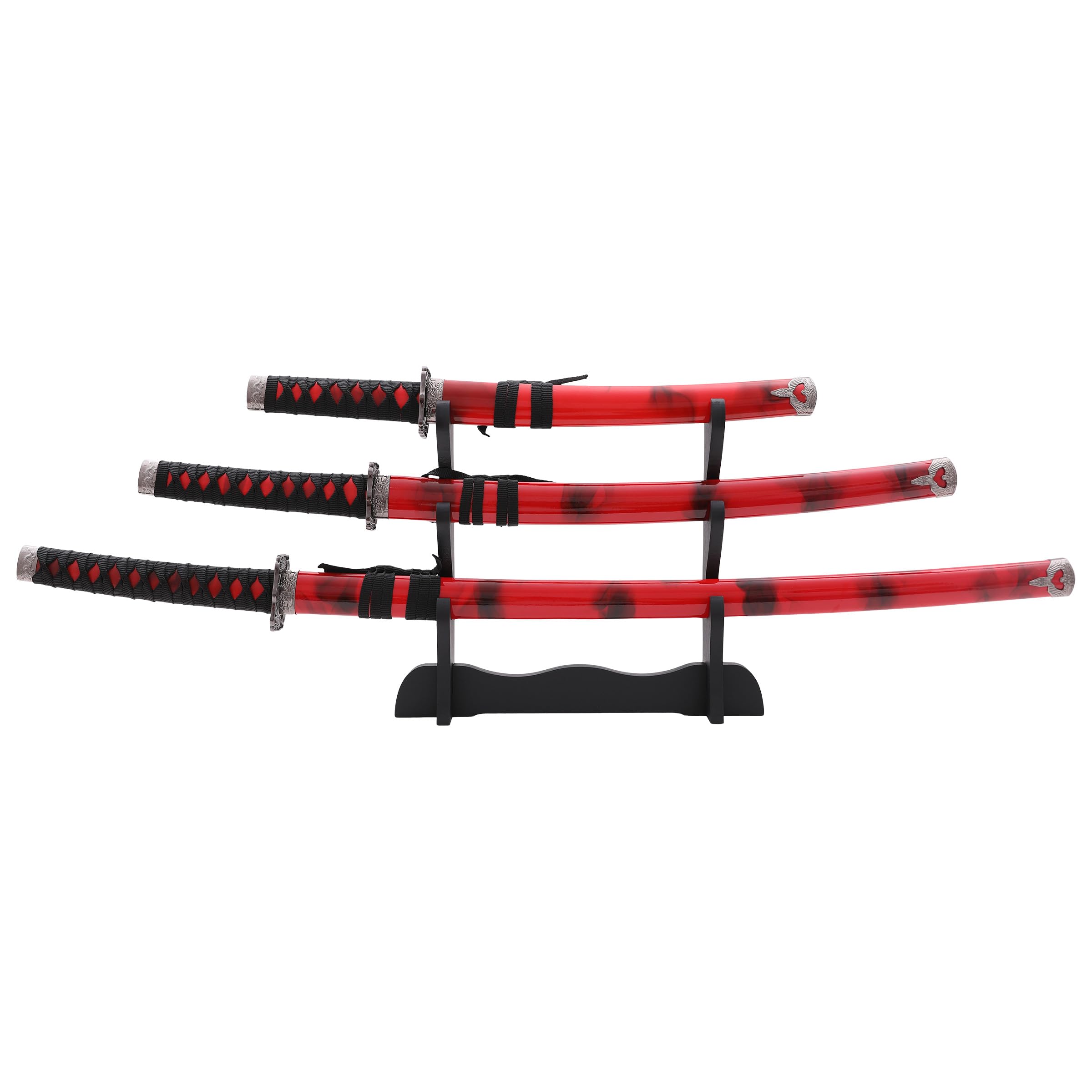 Amazon.com : 3-Piece Japanese Samurai Sword Set - Japanese Decor with ...