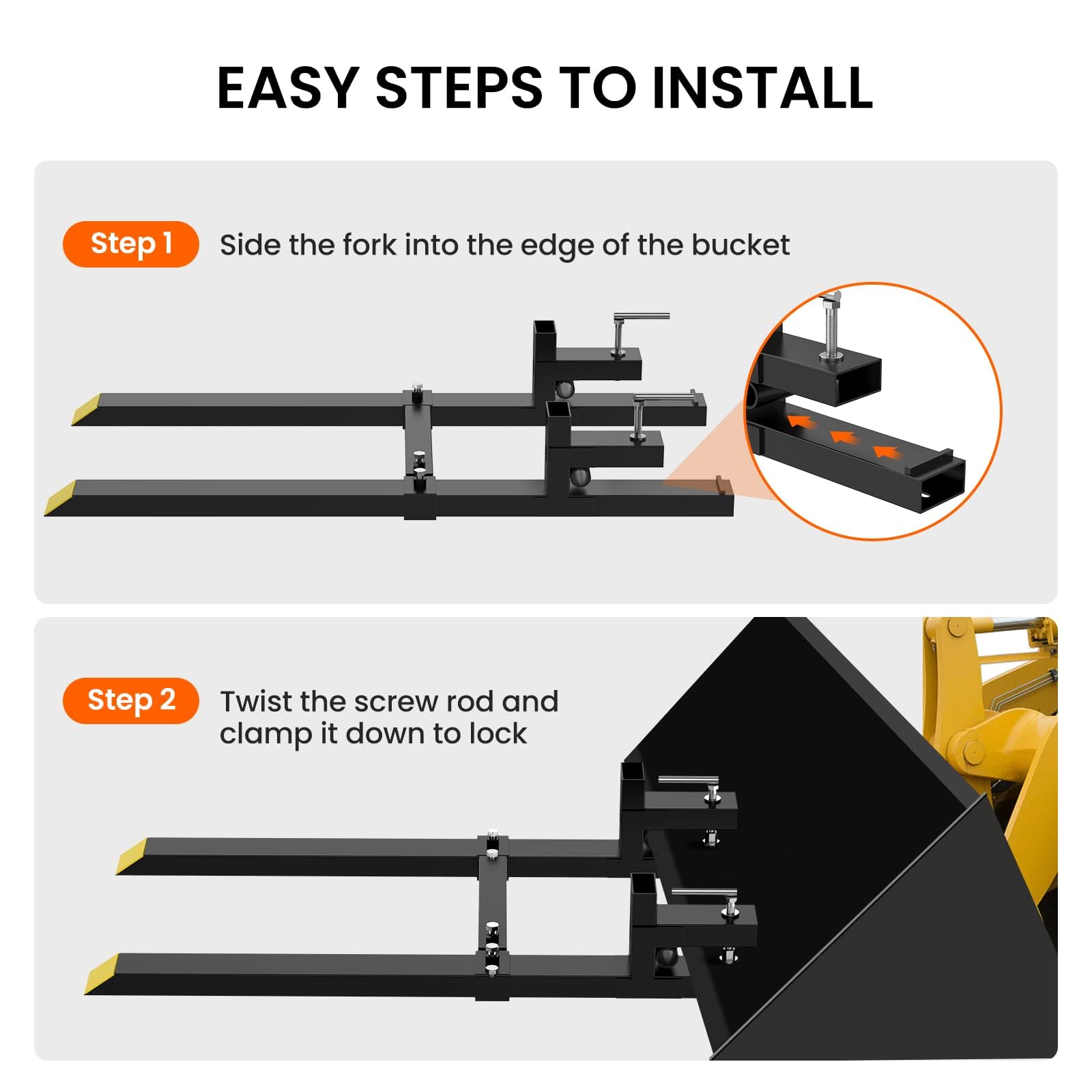 Snapklik.com : 43" 2000lbs Clamp On Pallet Forks Heavy Duty Tractor ...