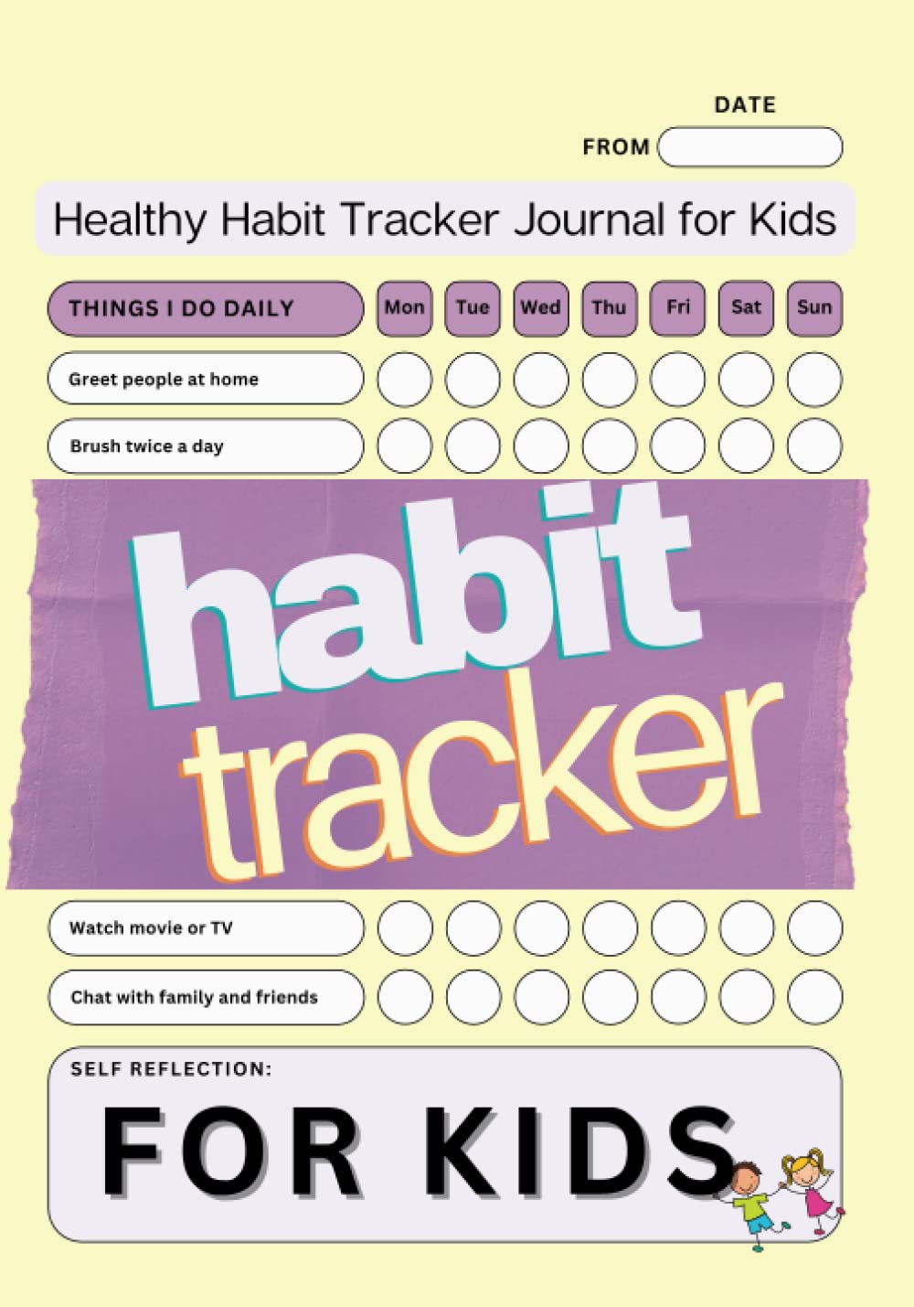 Habit Tracker Journal for Kids: Pastel Cream Fully COLORED Daily ...