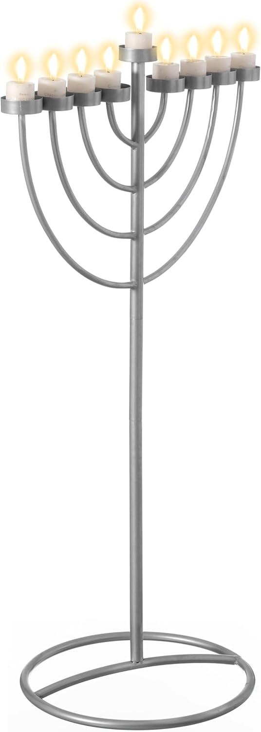 Amazon.com: Large Modern Silver 9 Branch Lighting Thin Pipe Hanukkah ...