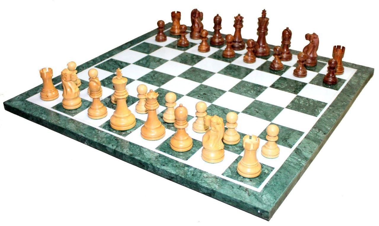 Marble Chess Board with Wooden Base and Chess Pieces 12 inch : Amazon ...