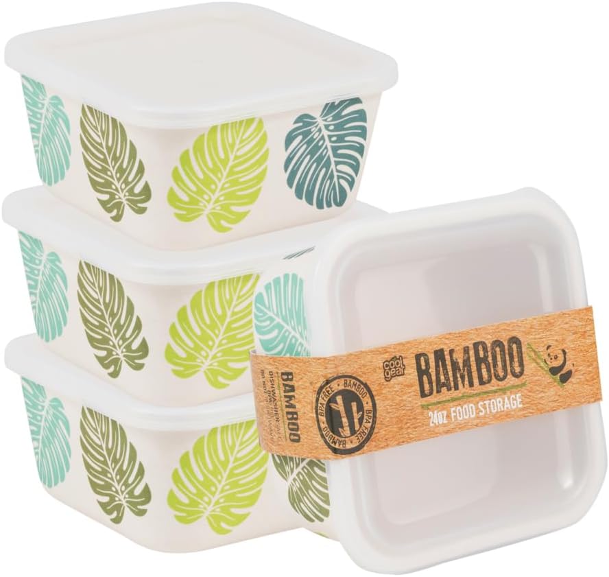 Amazon.com: COOL GEAR 4-Pack Bamboo Reusable Containers | BPA-Free ...