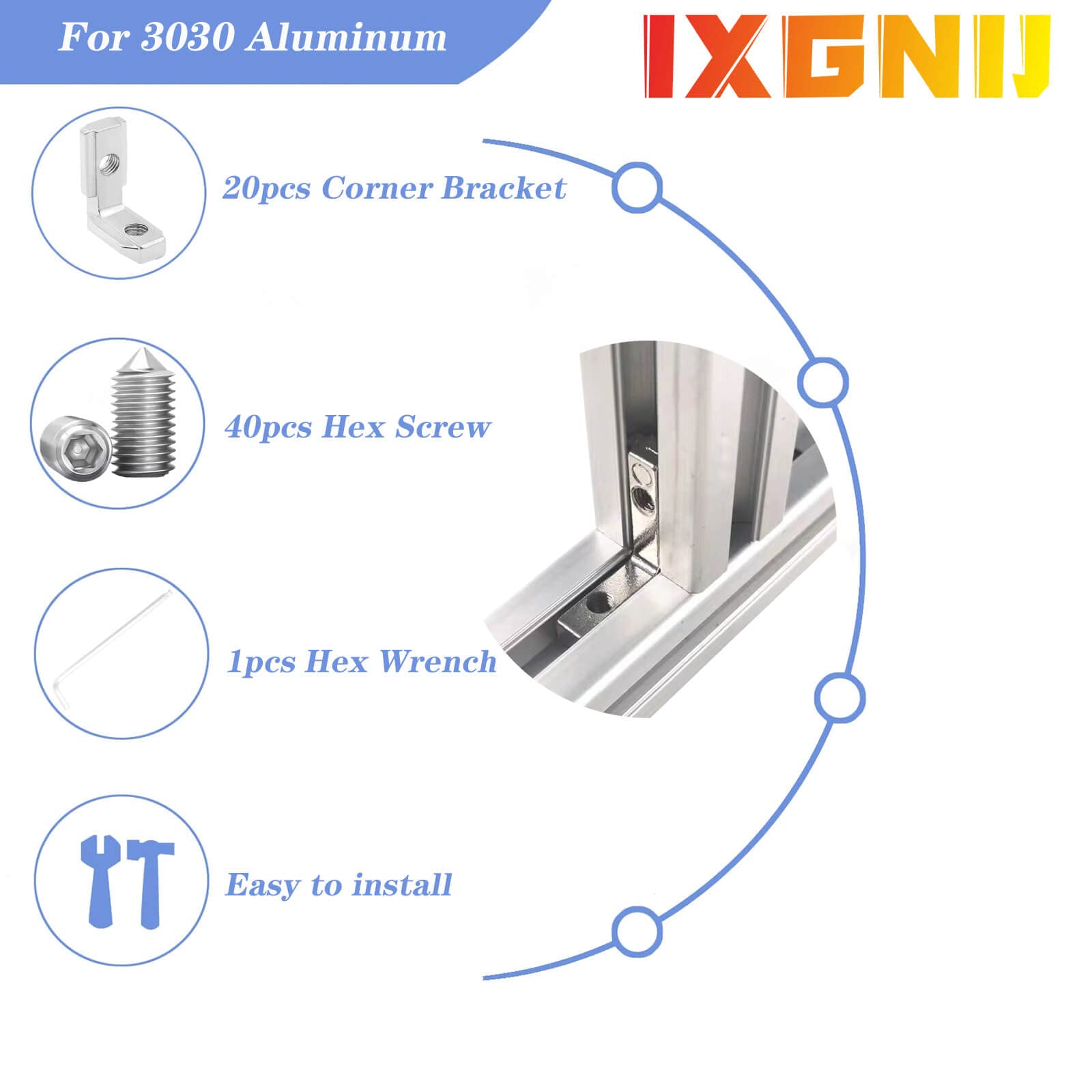 Snapklik.com : 20Set 3030 Corner Bracket L-Shape Interior Inside ...