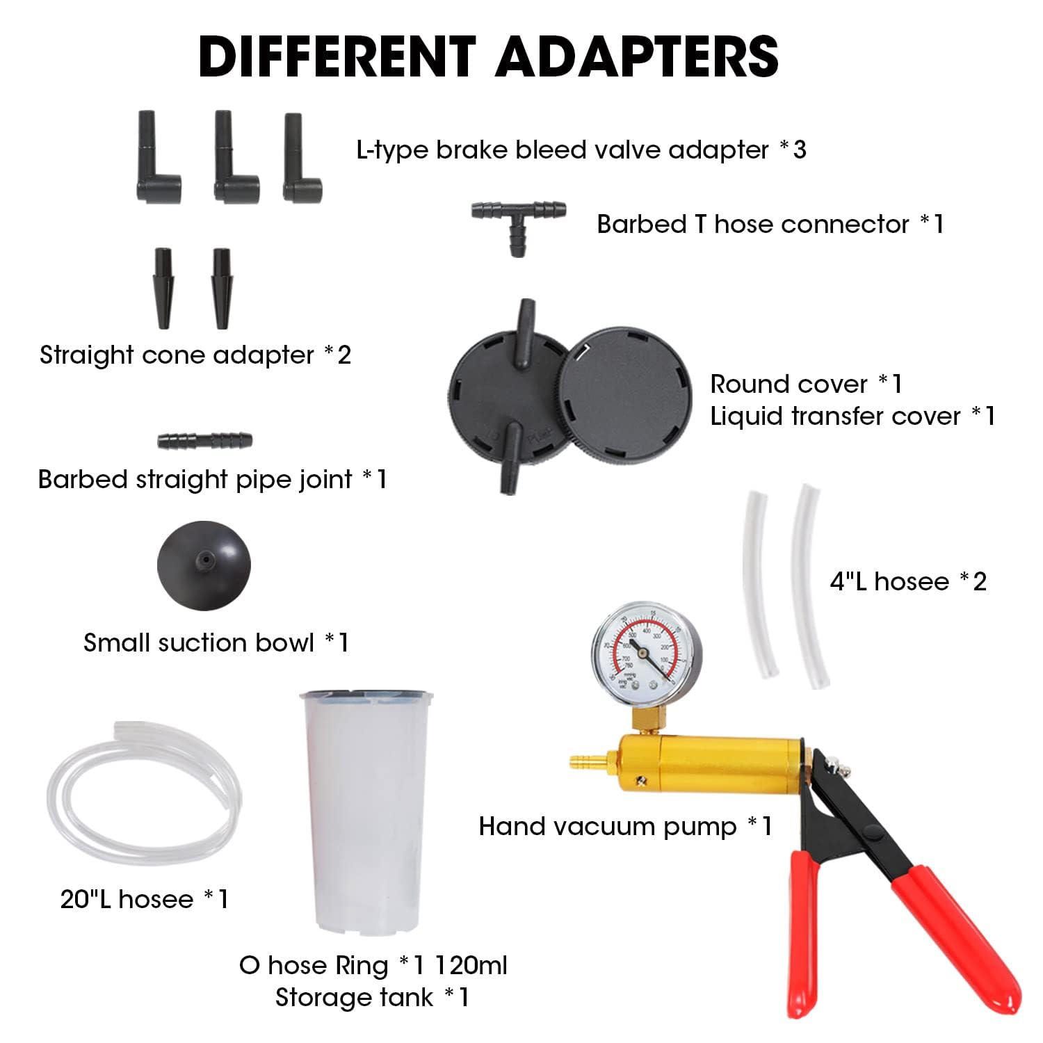Snapklik.com : Torin ATRHS-A1998AB-1 16 Piece 2 In 1 Brake Bleeder Kit ...