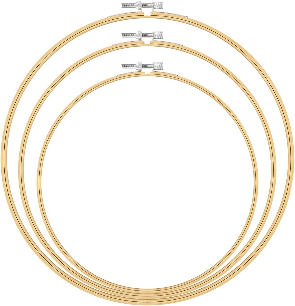BEZANU Embroidery Hoop, 3PCS Circle Bamboo Cross Stitch Hoop for DIY ...