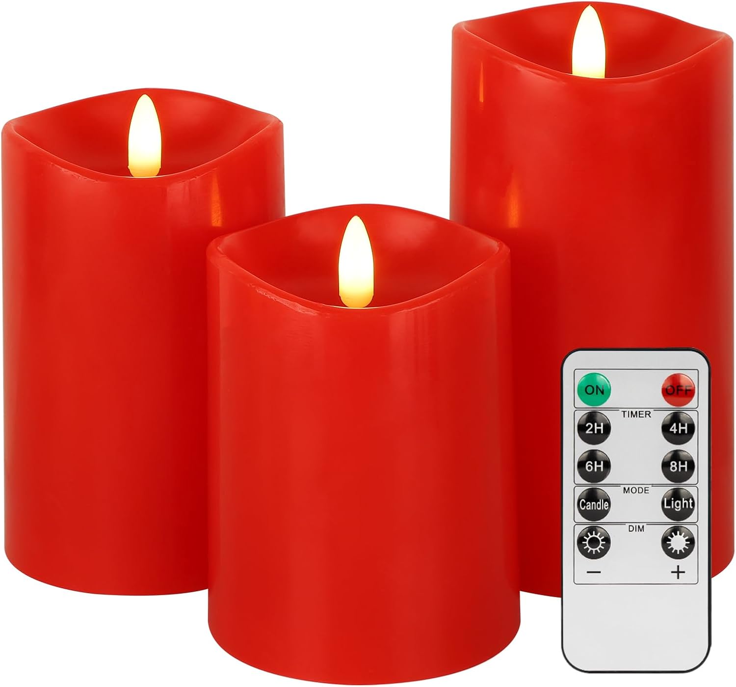 Amazon.com: COVEGE Red Flameless Candles with Remote, Flickering ...