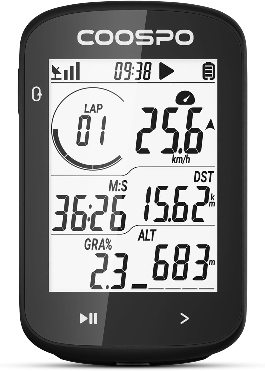 COOSPO CS300 GPS Bike Computer, Wireless Cycle Computer with 2.6 LCD ...