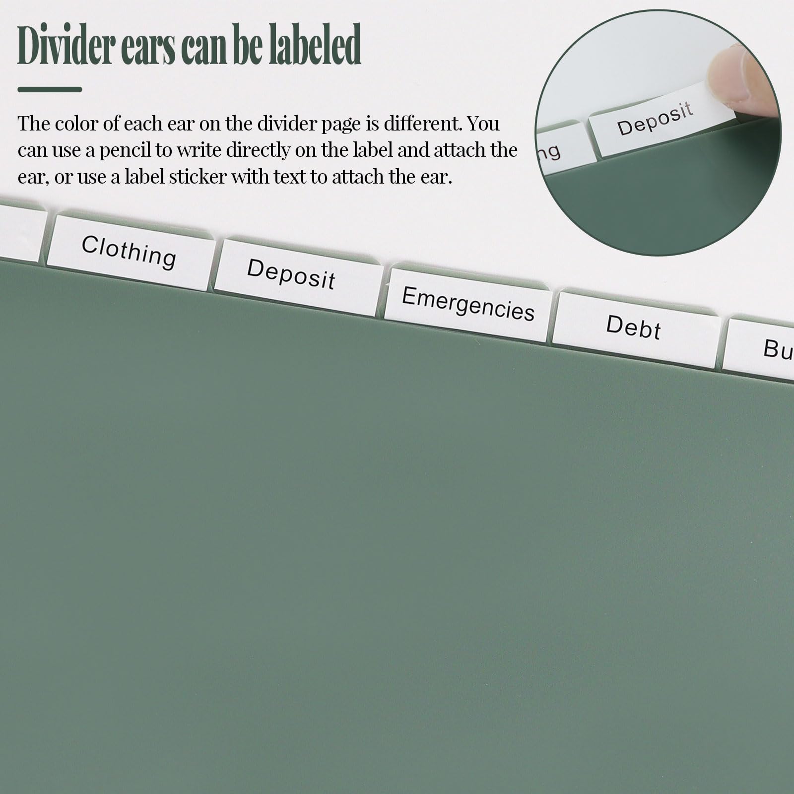 Snapklik.com : Koqye Dark Green 8-Tab Durable Plastic Dividers For 3 ...