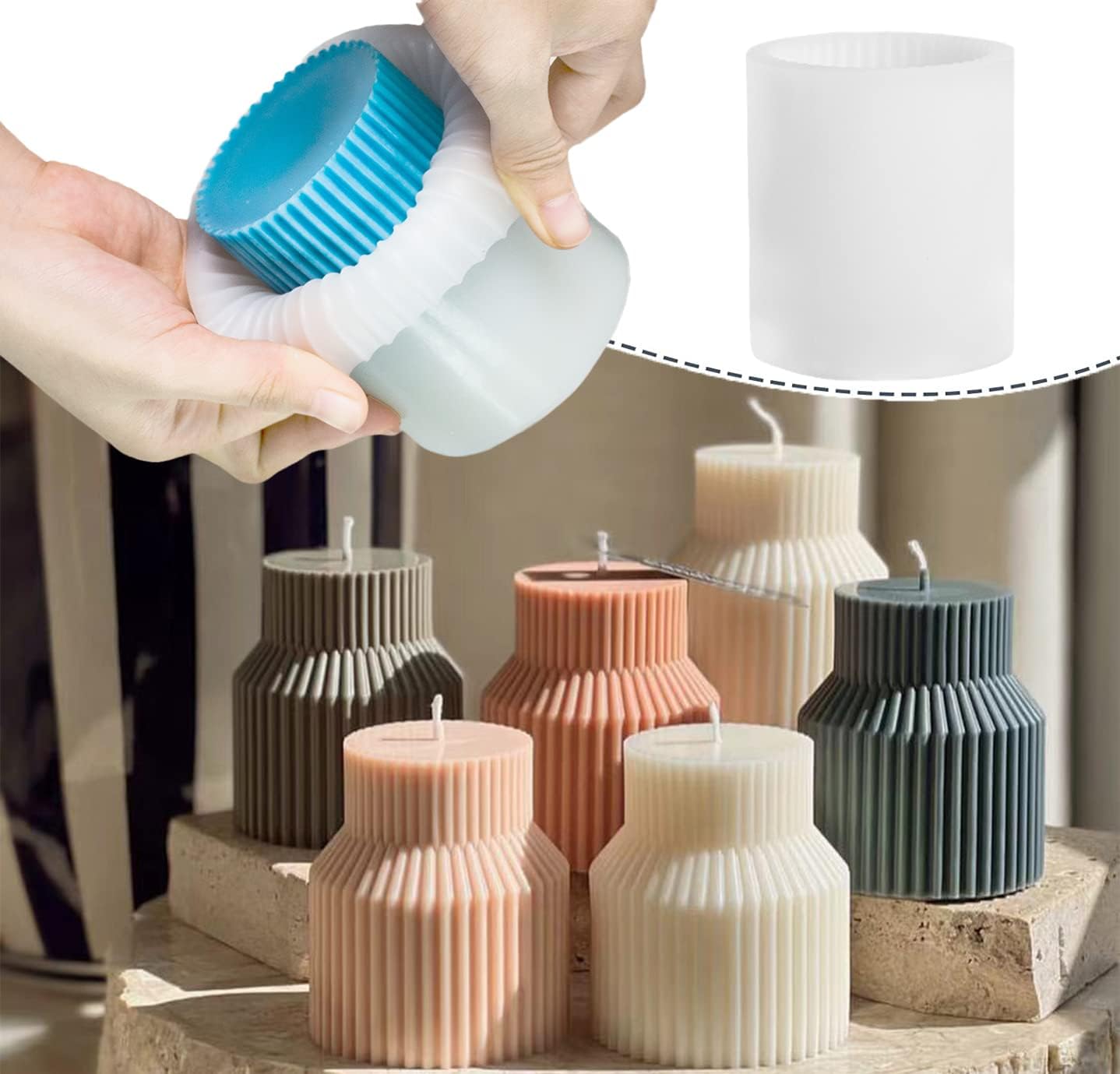 Amazon.com: TOPYS Striped Pillar Aesthetic Molds, Cylindrical Tall ...