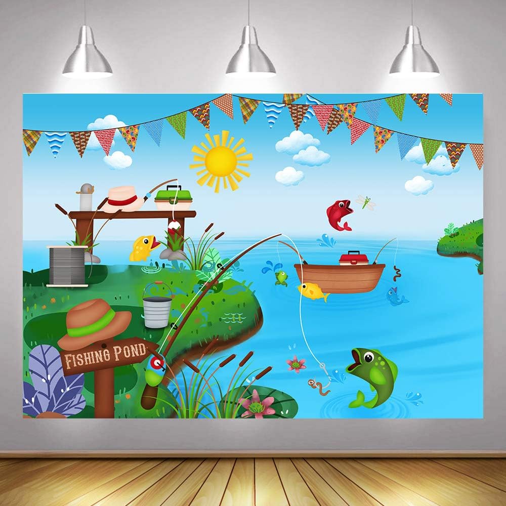 Amazon.com : Gone Fishing 1st Birthday Party Photography Backdrop ...