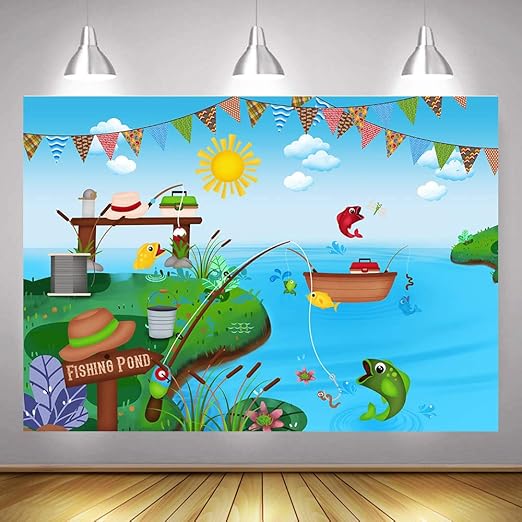 Amazon.com : Summer Fishing Pond Theme Lake Backdrops 7x5ft Fishing ...
