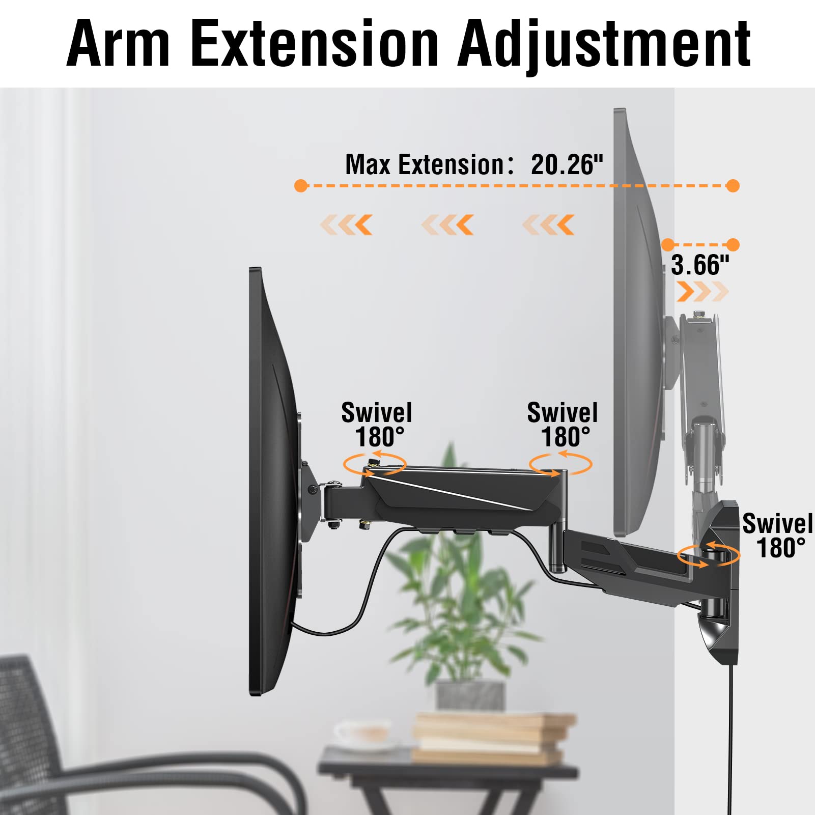ELIVED TV Monitor Wall Mount, Full Motion Swivel and Tilt TV Mount with ...