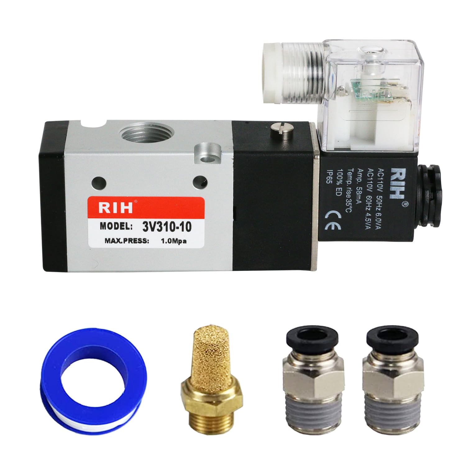 Snapklik.com : RIH Pneumatics Solenoid Valve 3/8"NPT DC24V 2Position ...