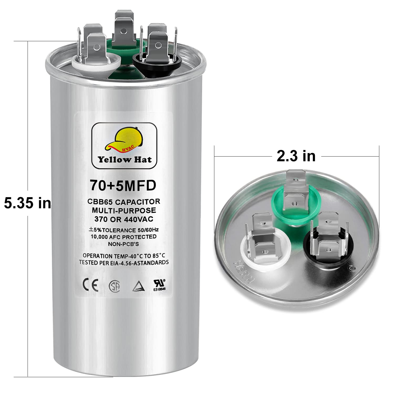 Snapklik.com : Capacitor For Air Conditioner 70+5 Uf MFD 370 Or 440 ...