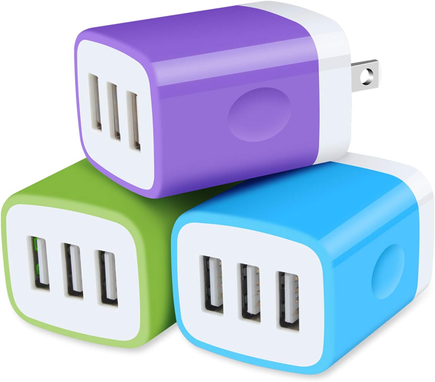 Amazon.com: USB Charger Cubes, Wall Charger Adapter,Sicodo 3Pack ...