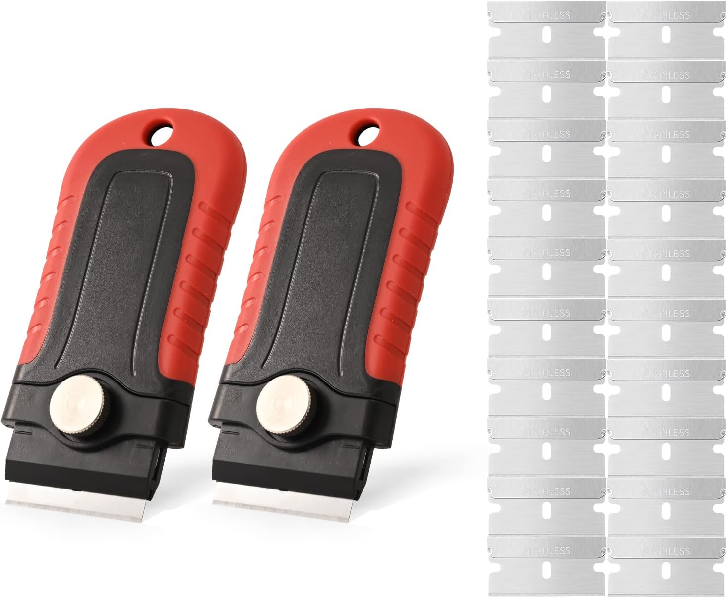 Amazon.com: FOSHIO Red Razor Blade Scraper 2 Pack with 20Pcs Stainless ...