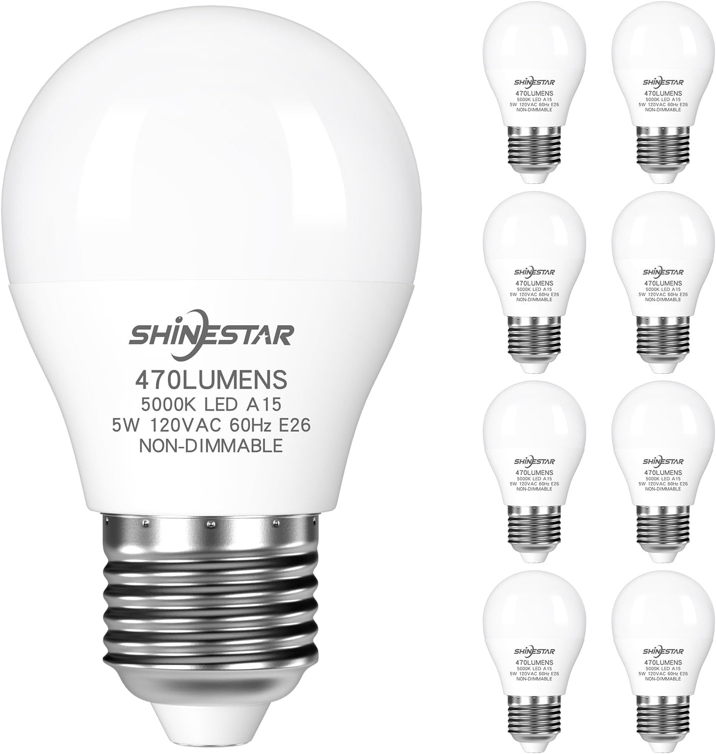 SHINESTAR 8-Pack Ceiling Fan Light Bulbs, 40 Watt Equivalent, Daylight ...