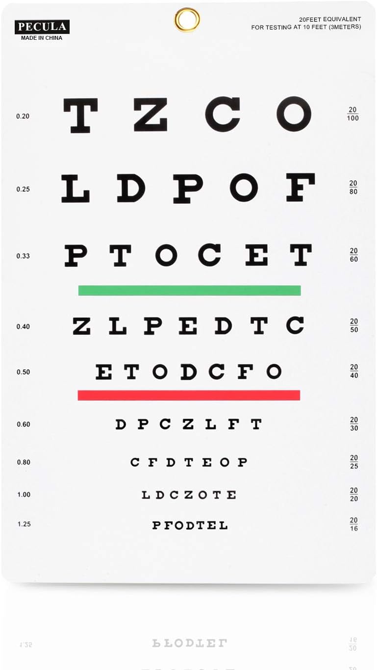 Amazon.com: Eye Chart, Pocket Eye Chart, Snellen Pocket Eye Chart ...