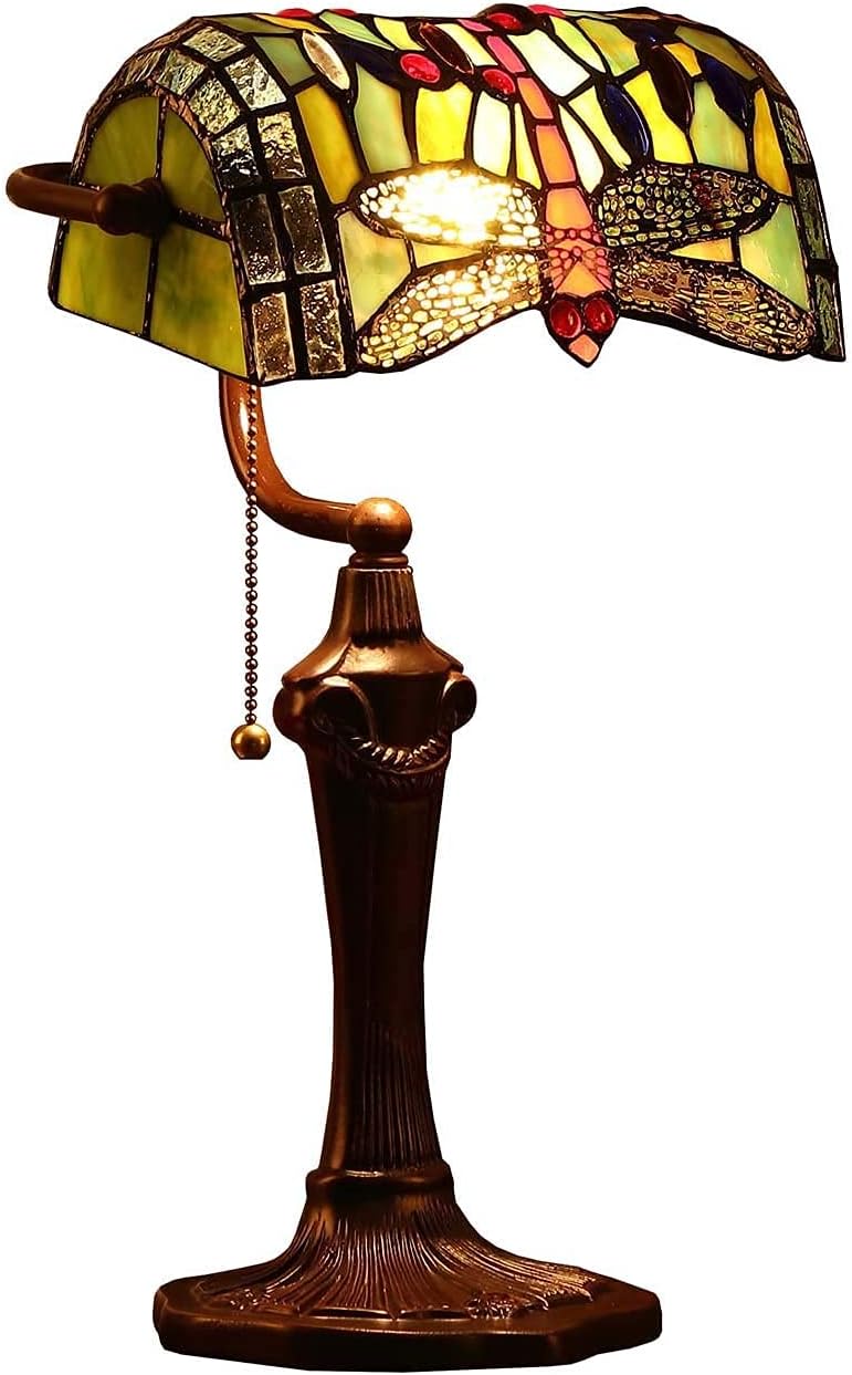 BOTOWI Tiffany Bankers Desk Lamp Vintage Stained Glass Table Lamp for ...