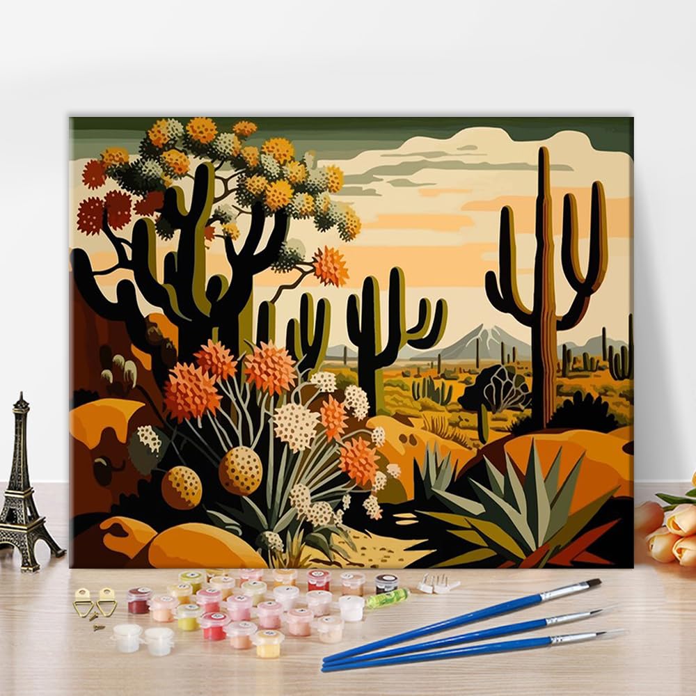 Amazon.com: DIY Paint by Number Cactus Paint by Numbers for Adults ...