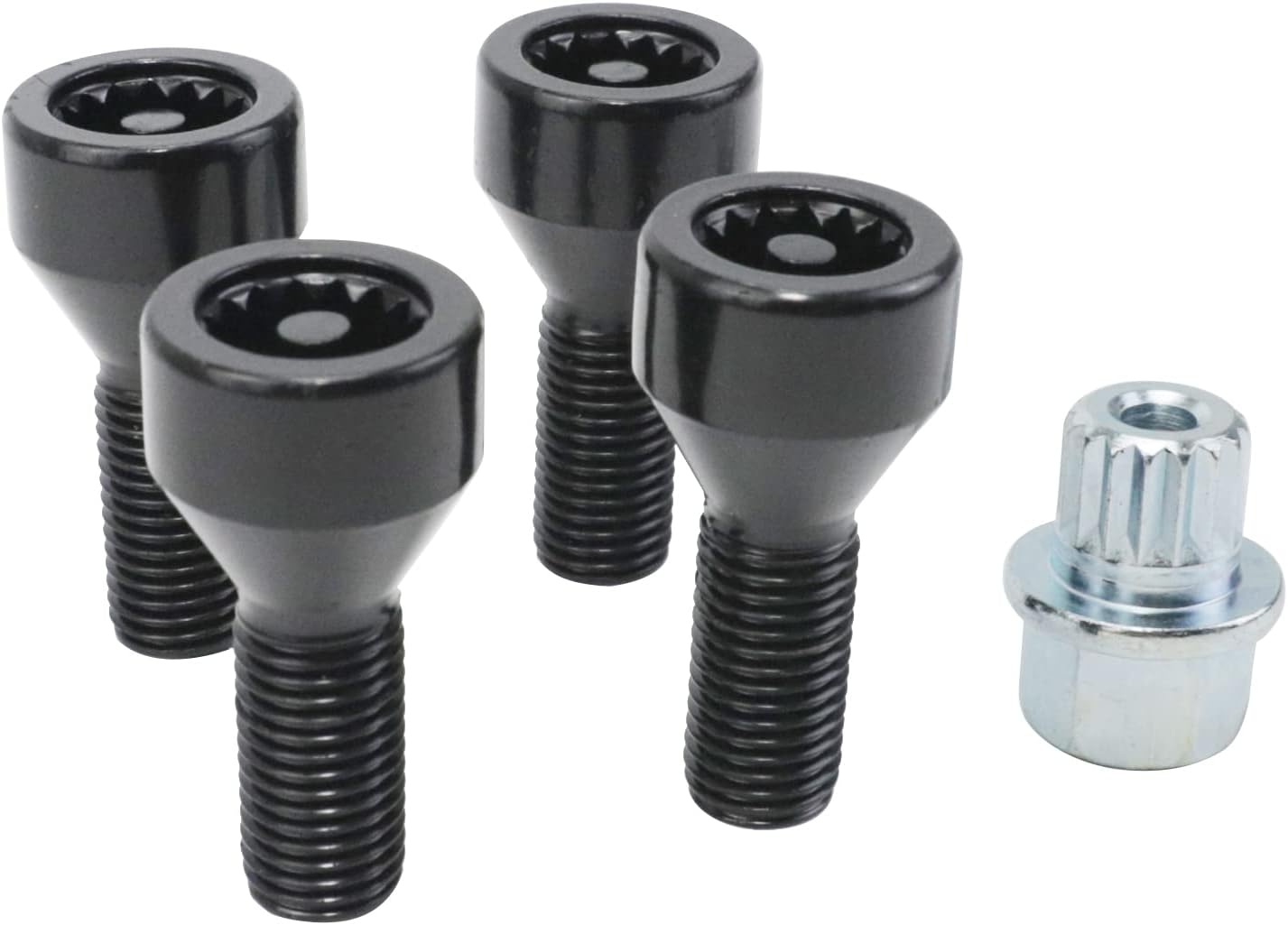 Amazon.com: Set of 4 Veritek 14x1.25mm Black Wheel Bolt Locks w/ 2 Keys ...