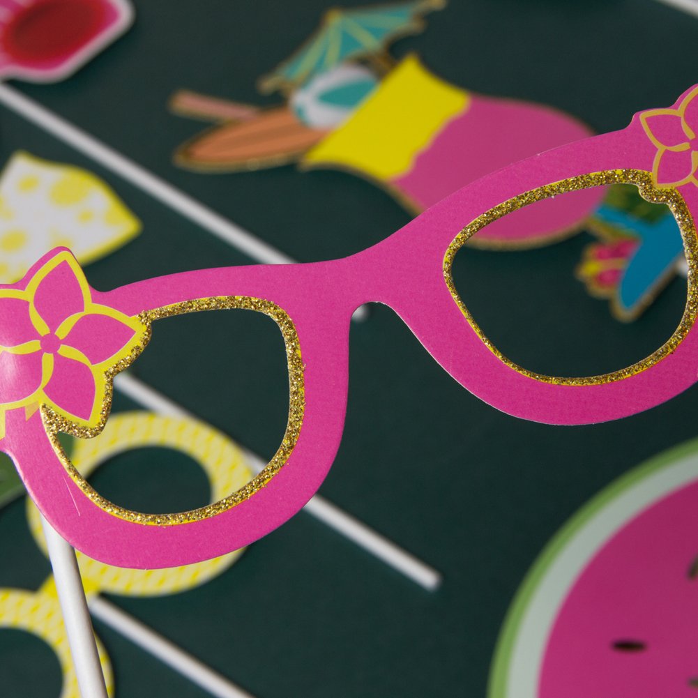SUNBEAUTY Summer Tropical Photo Booth Props Kit Happy Summer Party ...