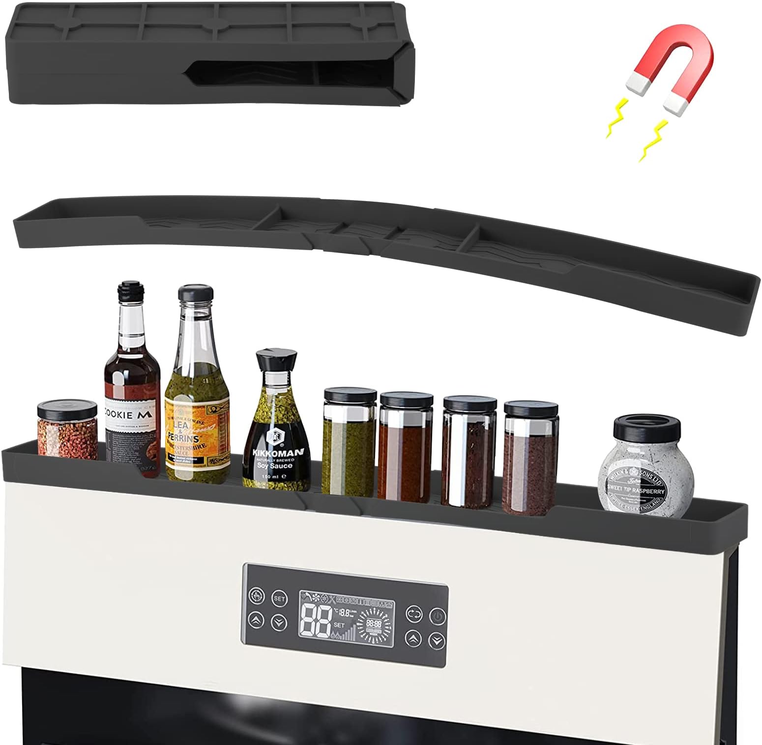 Amazon.com: Magnetic Stove Top Shelf Spice Rack Organizer - Adjustable ...