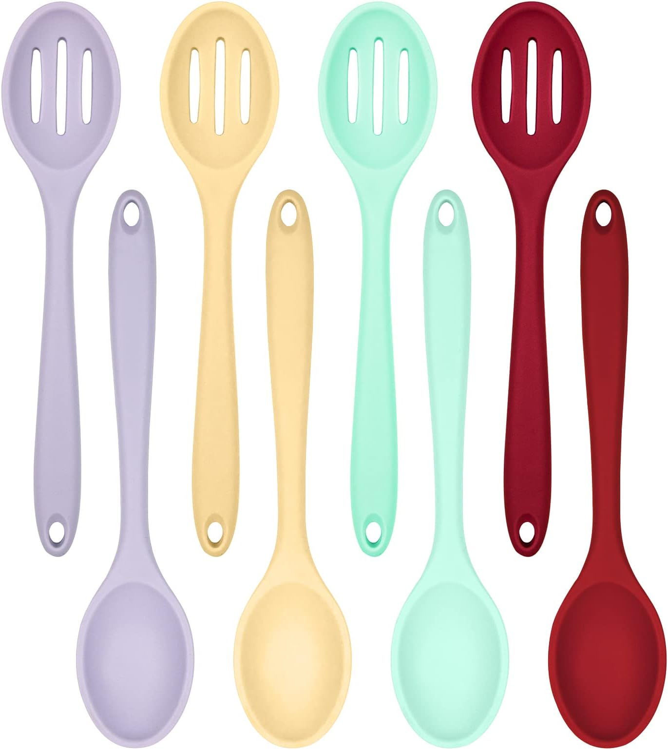 Amazon.com: ELANE 8 Pcs Silicone Cooking Spoons Set,Mixing Spoons for ...