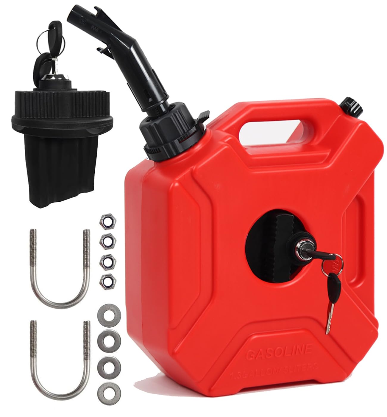5L 1.3 Gallon Gas Can Fuel Oil Petrol Storage Cans Emergency Backup ...